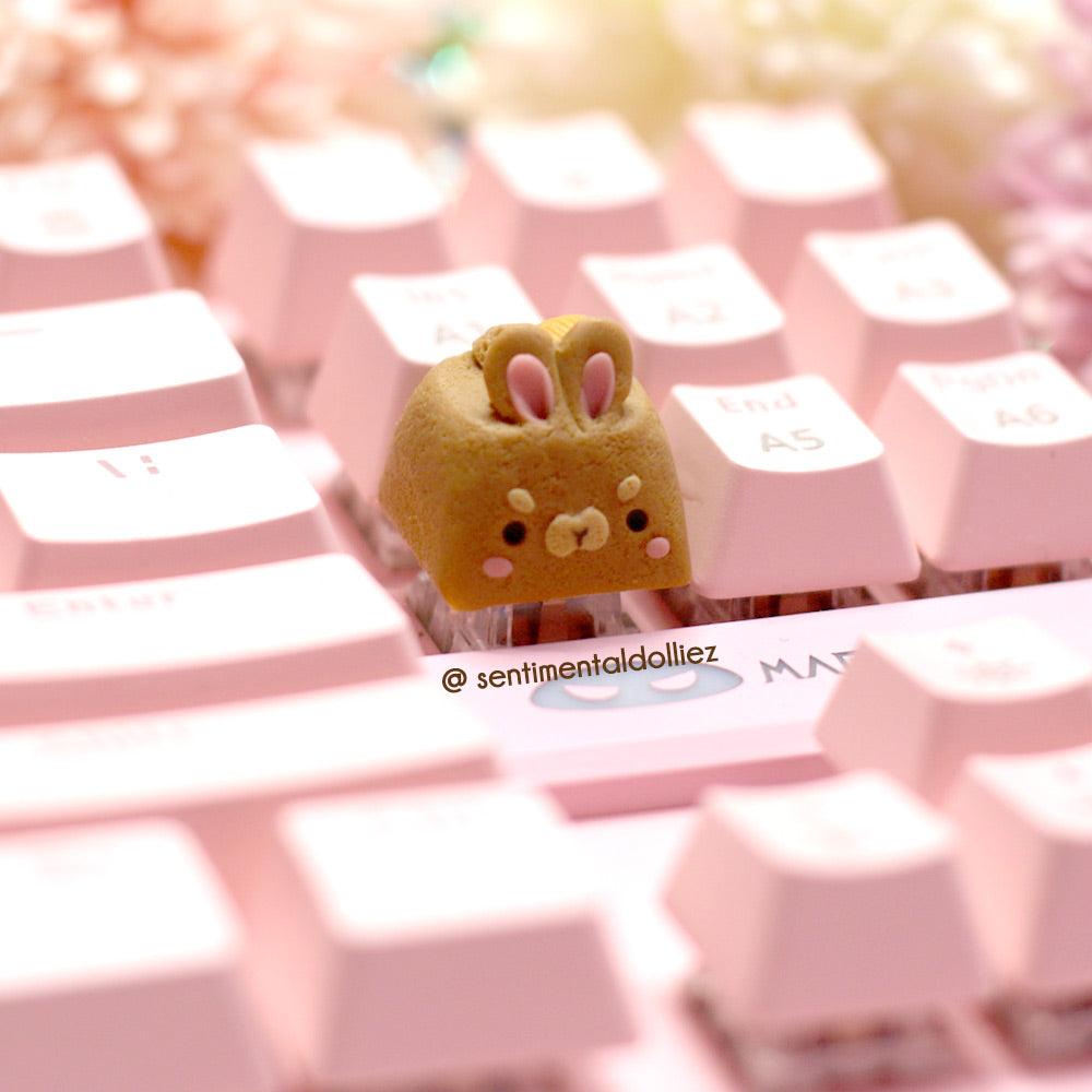 brown bunny rabbit Kawaii - Artisan Key Cap - cute keycaps ...